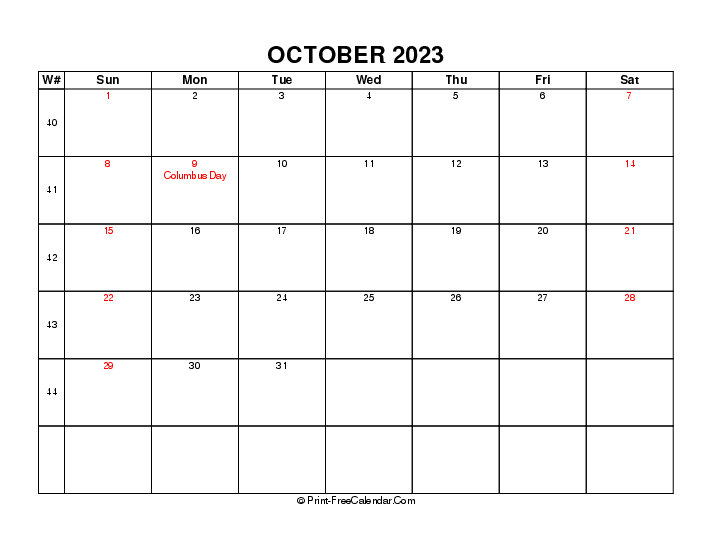 October 2023 Calendars with USA Holidays (Word, PDF, Excel)