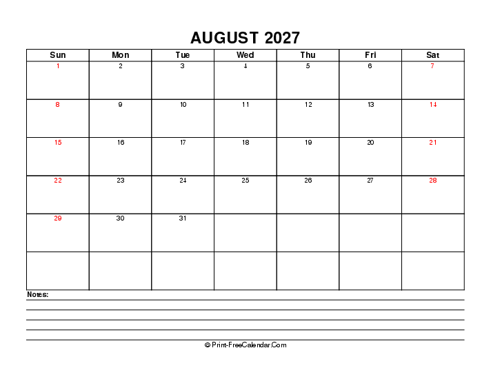August 2027 Calendars with USA Holidays (Word, PDF, Excel)