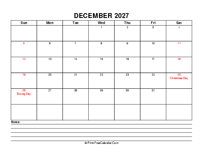 December 2027 Calendars with UK Bank Holidays (Word, PDF, Excel)