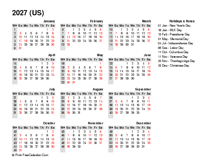 2027 USA Calendars With Holidays In PDF WORD EXCEL 2027 USA Calendars With Holidays In PDF WORD EXCEL