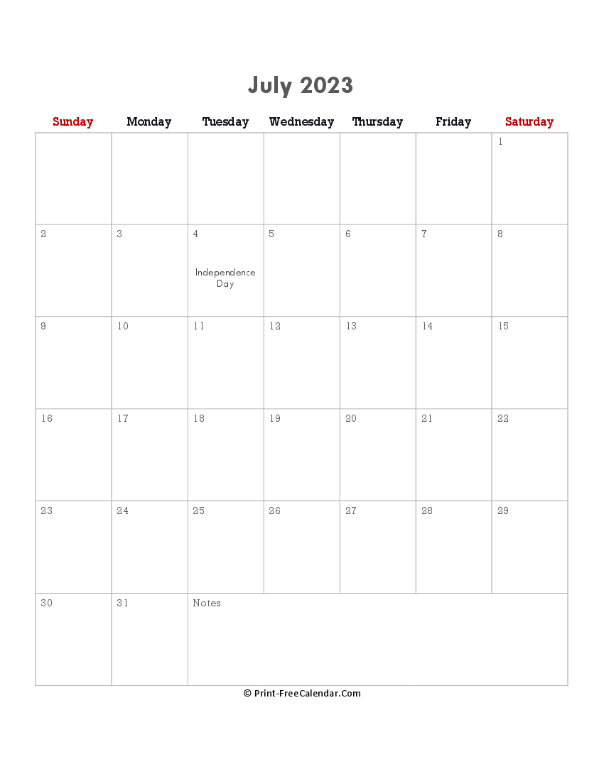Download July 2023 Calendar Printable with Holidays (PDF, Word, Excel ...