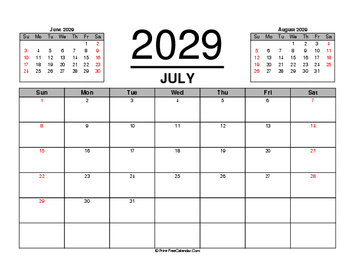 Download Blue July 2029 Editable Calendar Sunday Start (PDF, Word ...
