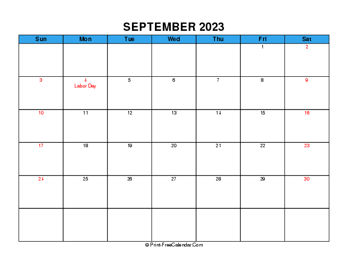 September 2023 Calendars with USA Holidays (Word, PDF, Excel)