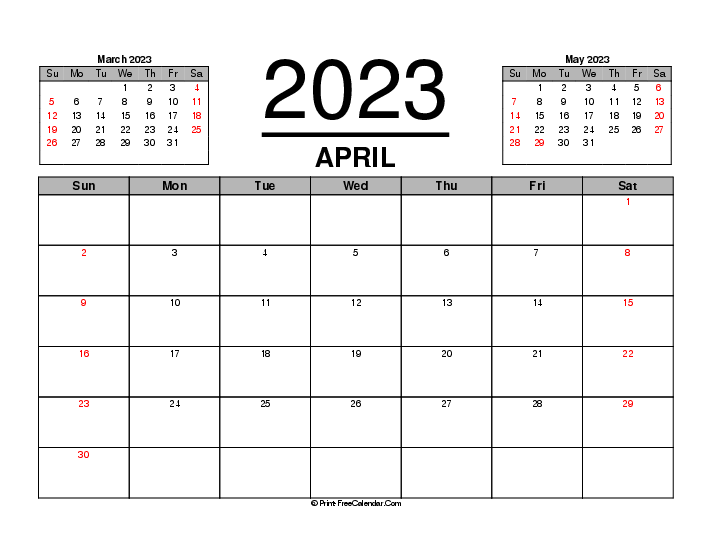 April 2023 Calendars with USA Holidays (Word, PDF, Excel)